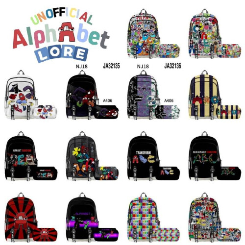 Alphabet Legend Lore Schoolbag Backpack Zipper Double Layer Pen ...