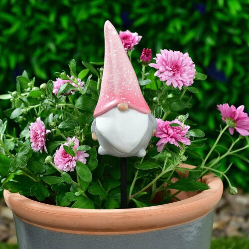 Garden Gonk Plant Pot Stick Add some style to your garden - Pink on OnBuy