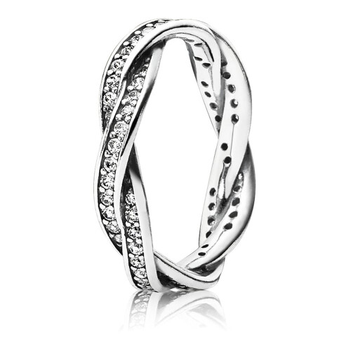(54) PANDORA Silver Sparkling Twisted Lines Ring on OnBuy