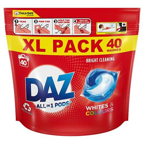 Daz All in 1 Pods for Whites and Colours Washing Liquid 40 Capsules on ...