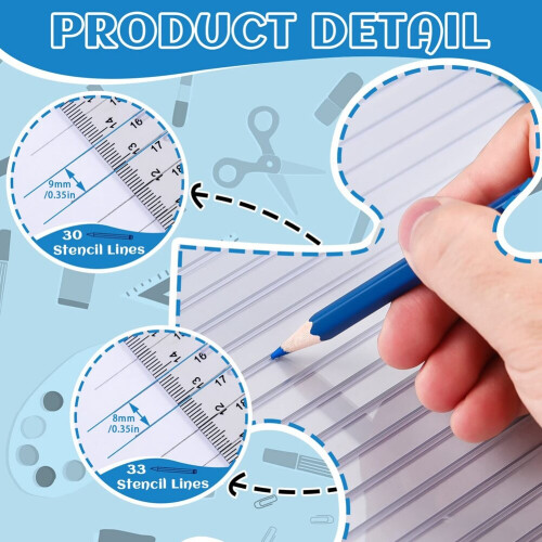 2 Pcs Straight Line Stencil 28 cm Scale Calligraphy Template for ...