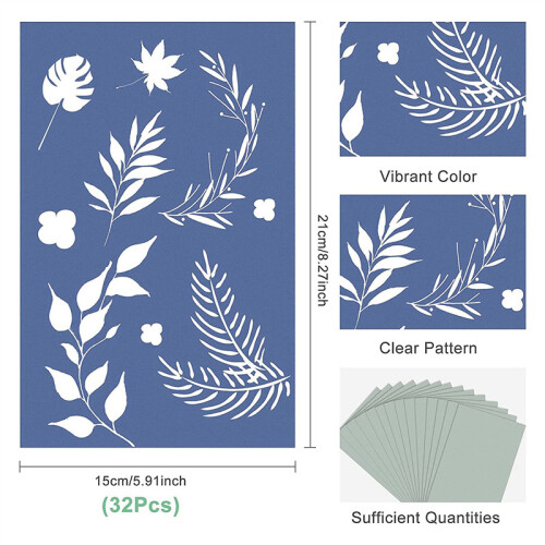 Cyanotype Paper, 32 Piece Printing Paper Kit A5 Solar Drawing Paper ...