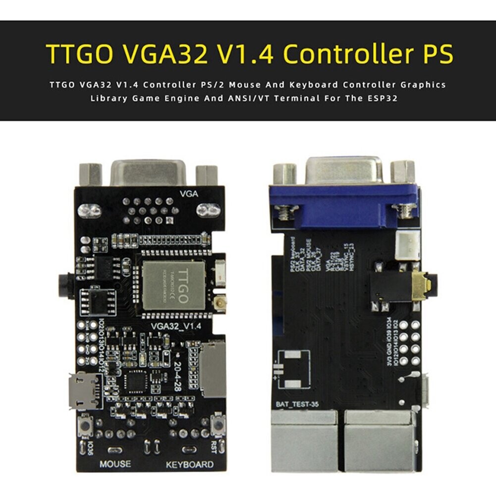 FabGL VGA32 VGA ESP32 PSRAM Module V1.4 Controller PS/2 Mouse Keyboard Graphics Library Game ...