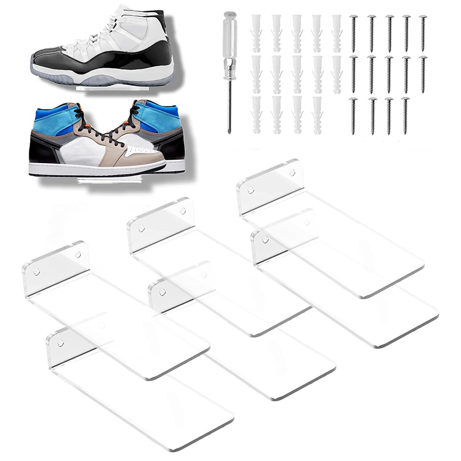 6 Pack Floating Shoe Display,Shelves Wall Mount Levitating Shoe Display ...