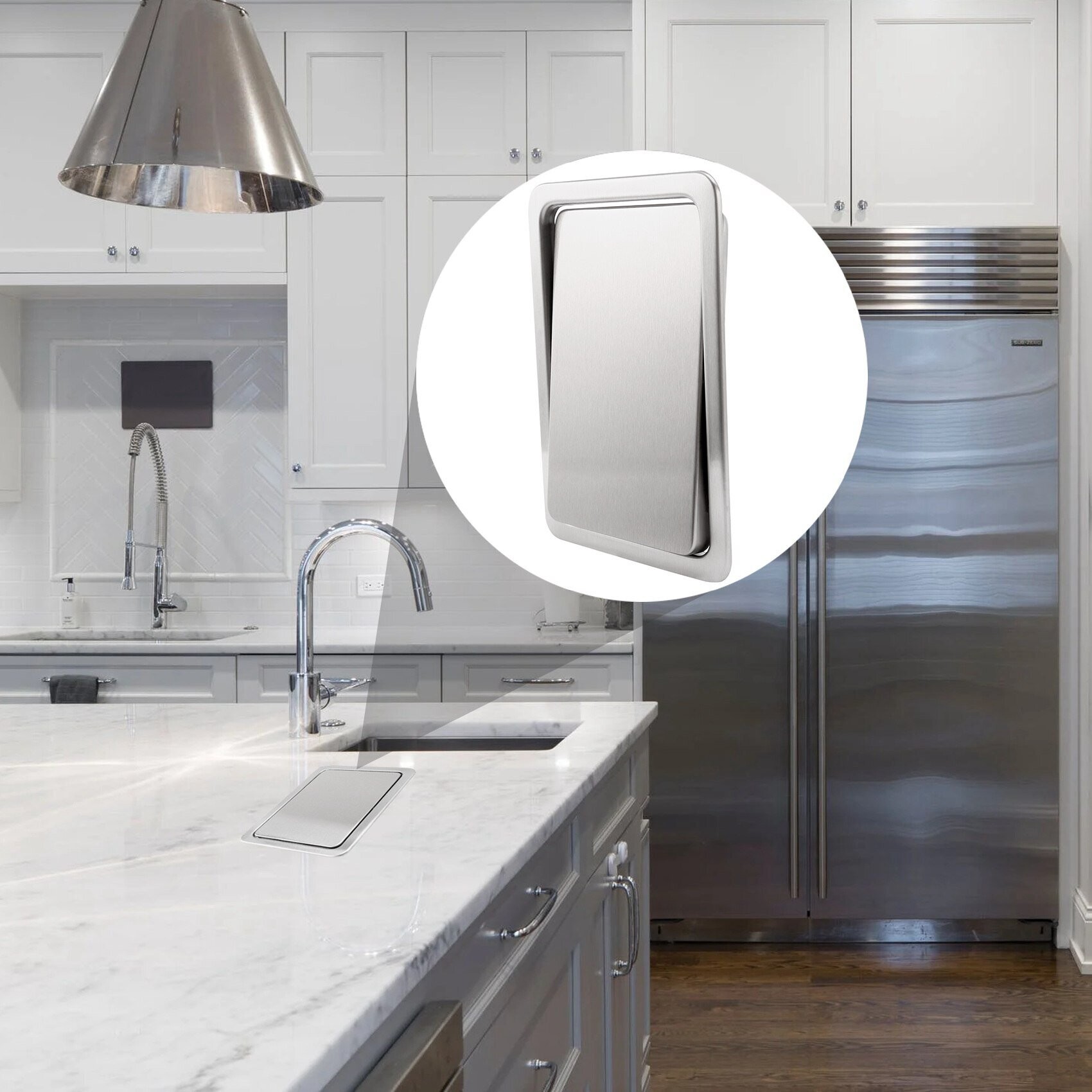 Stainless Steel Garbage Flap Lid Trash Bin Cover Built-in Balance Swing ...