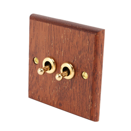 86 Type Solid Wood Panel Switch Wall Light Retro Brass Toggle Switch ...