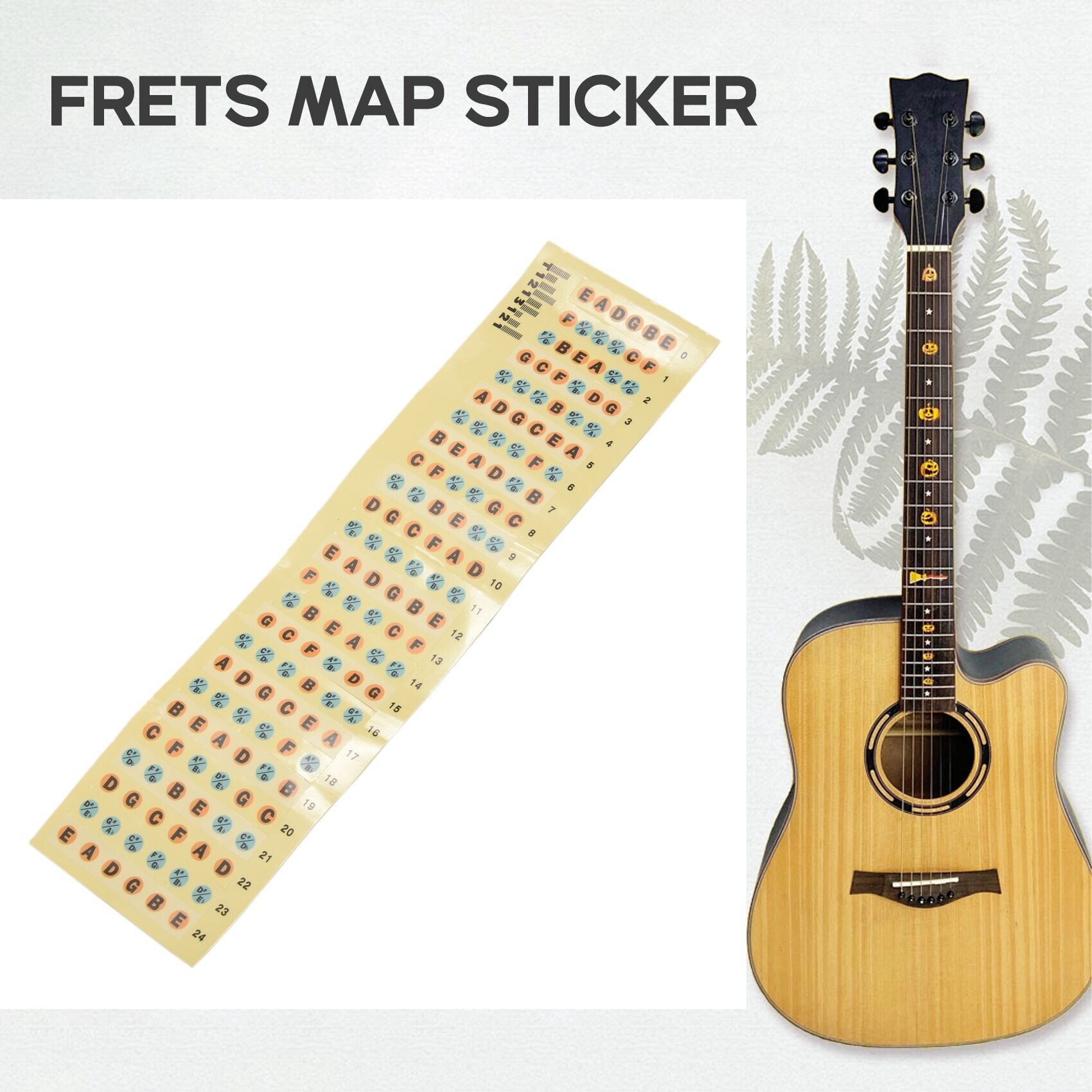 Guitar Fretboard Note Decals Fingerboard Frets Map Sticker for Beginner ...