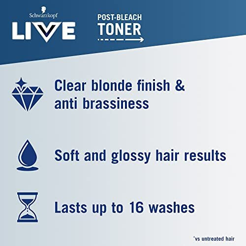 Schwarzkopf Live Post Bleach Toner Ice White Hair Toner, Lasts Up To 16 ...
