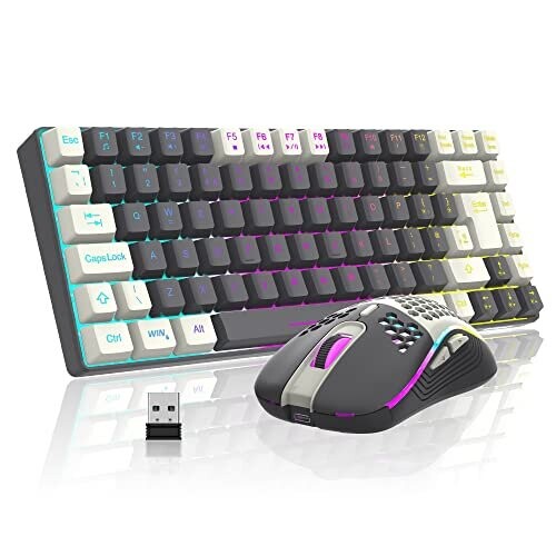 RedThunder K84 75% Wireless RGB Gaming Keyboard and Mouse, UK Layout 85 ...