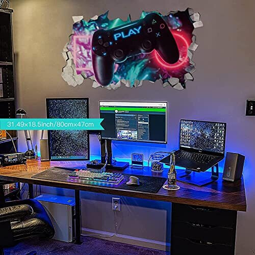 KAIRNE 3D Gaming Wall Sticker for Boys Bedrooms Walls,Xbox Gamer Wall ...