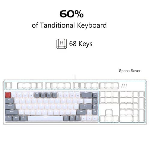 MageGee Portable 60% Gaming Mechanical Keyboard, Minimalist MK-Box Ice ...