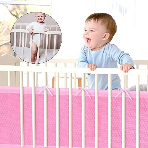 Vicloon Cot Bumper, 2Pcs Breathable Mesh Cot Liner, Crib Rail Cover ...
