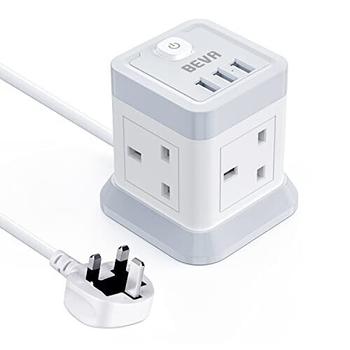 3M Extension Lead Cube With USB, BEVA 4 Gang Extension Socket With 3 ...