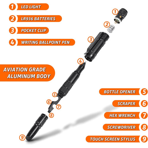 Tactical Pen Tungsten Steel Multi-function Emergency Glass Breaker Pen ...