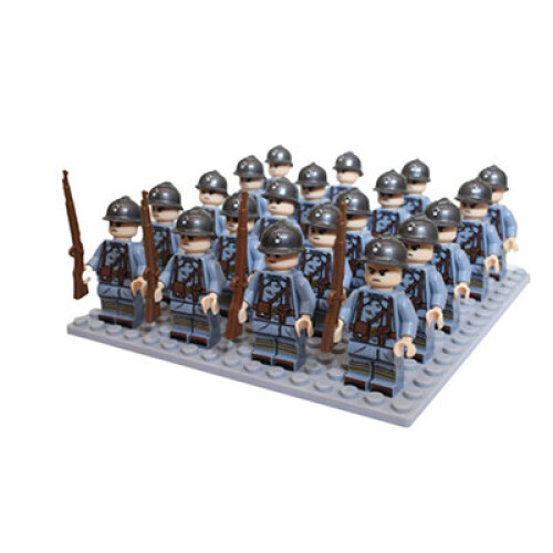 (French Army - B) Set 24pc WWII Army Military Mini Figures Building Kit ...
