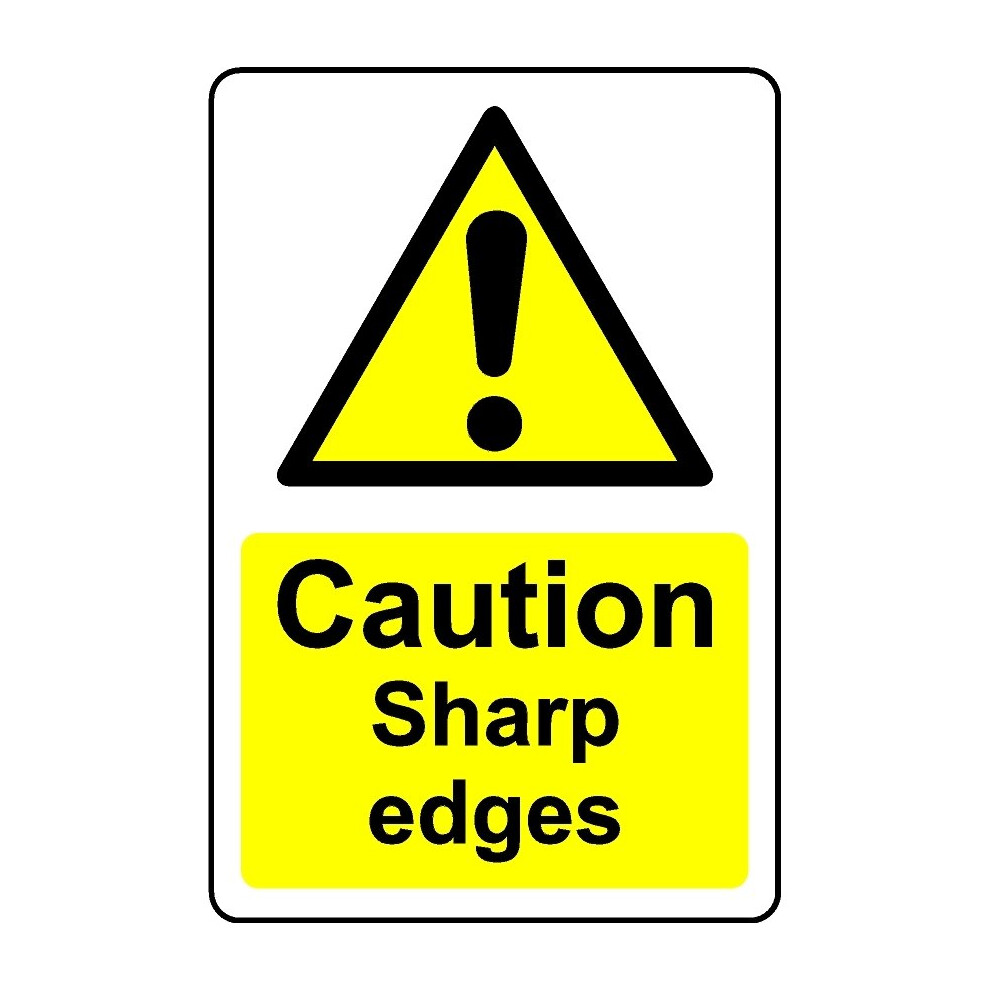 Caution sharp edges safety sign - 1mm Plastic sign - 200mm x 150mm on OnBuy