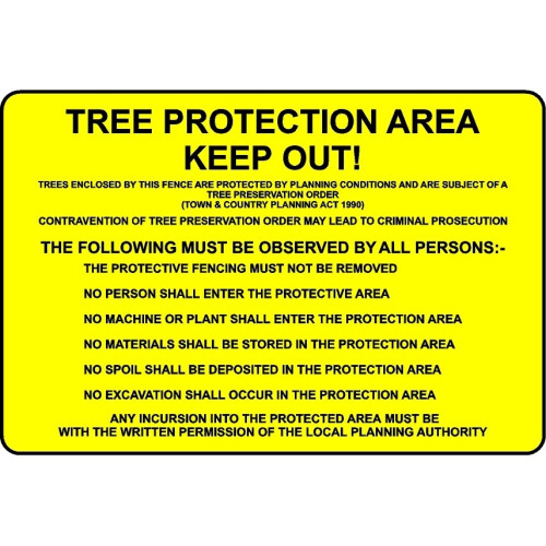 Tree protection area keep out safety sign - 3mm Aluminium sign - 400mm ...