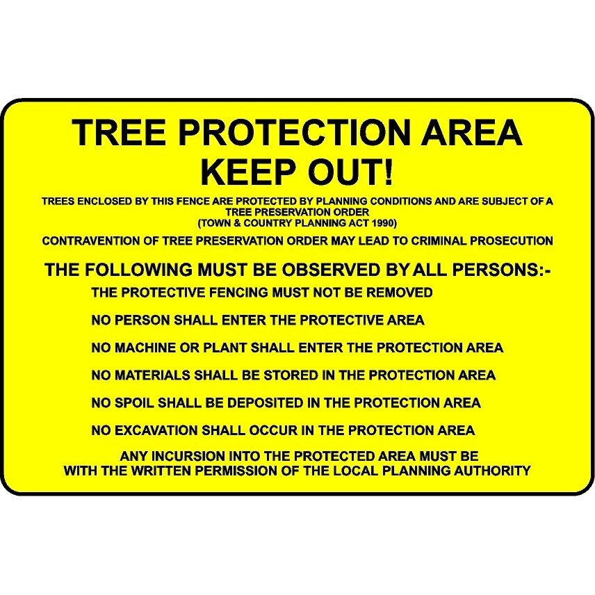 Tree protection area keep out safety sign - 3mm Aluminium sign - 400mm ...