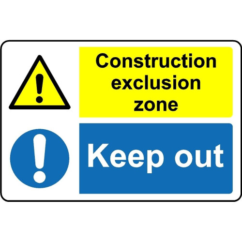Construction exclusion zone keep out safety sign - Self adhesive ...