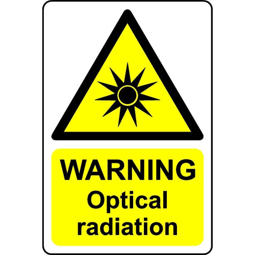 Warning optical radiation safety sign - Self adhesive sticker - 200mm x ...