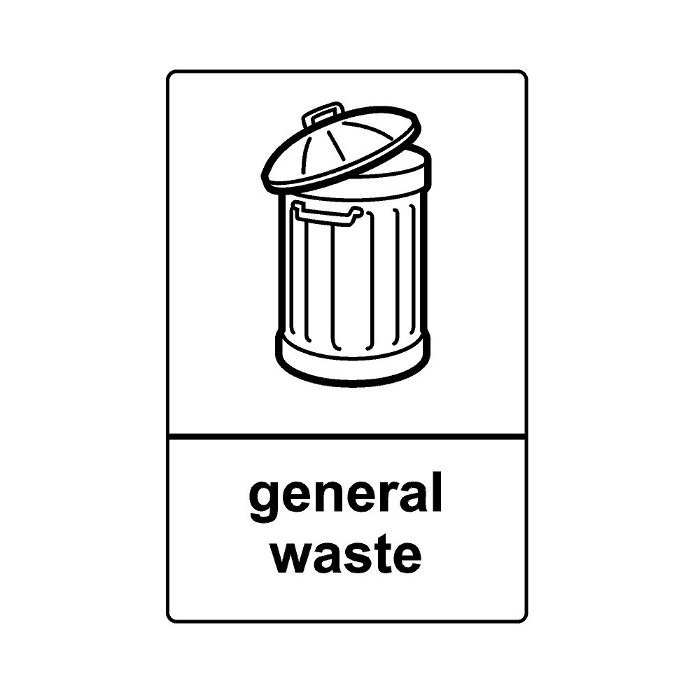 General waste recycling sign - 1mm Plastic sign - 100mm x 150mm on OnBuy