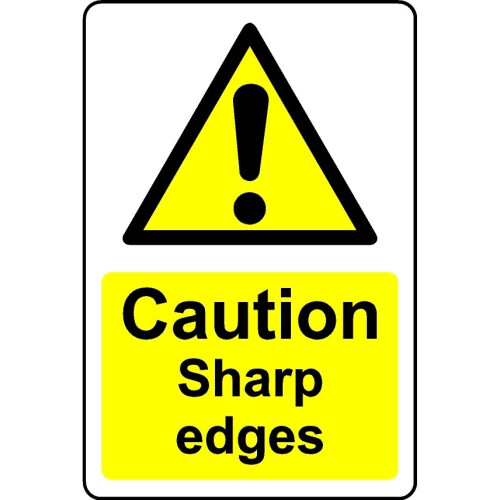 Caution sharp edges safety sign - 3mm Aluminium sign - 400mm x 300mm on ...