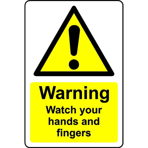 Warning watch your hands and fingers safety sign - 1mm Plastic sign ...