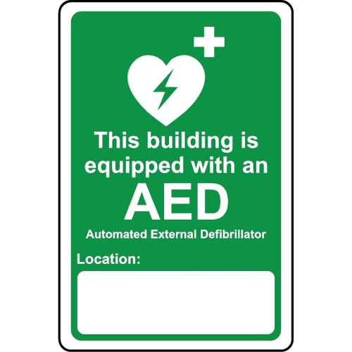 This building is equipped with an AED automated external defibrillator ...
