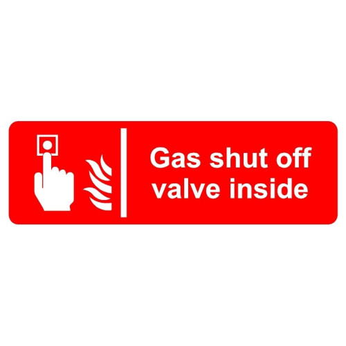 Gas shut off valve inside safety sign (L) - Self adhesive sticker ...