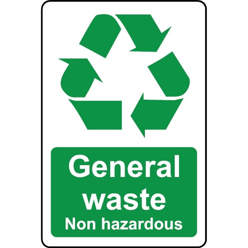 Non hazardous general waste safety sign - 1mm Plastic sign - 600mm x ...