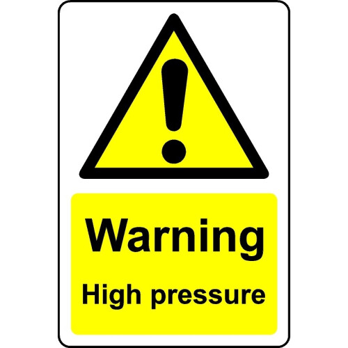 Warning high pressure safety sign - 1mm Plastic sign - 600mm x 400mm on ...