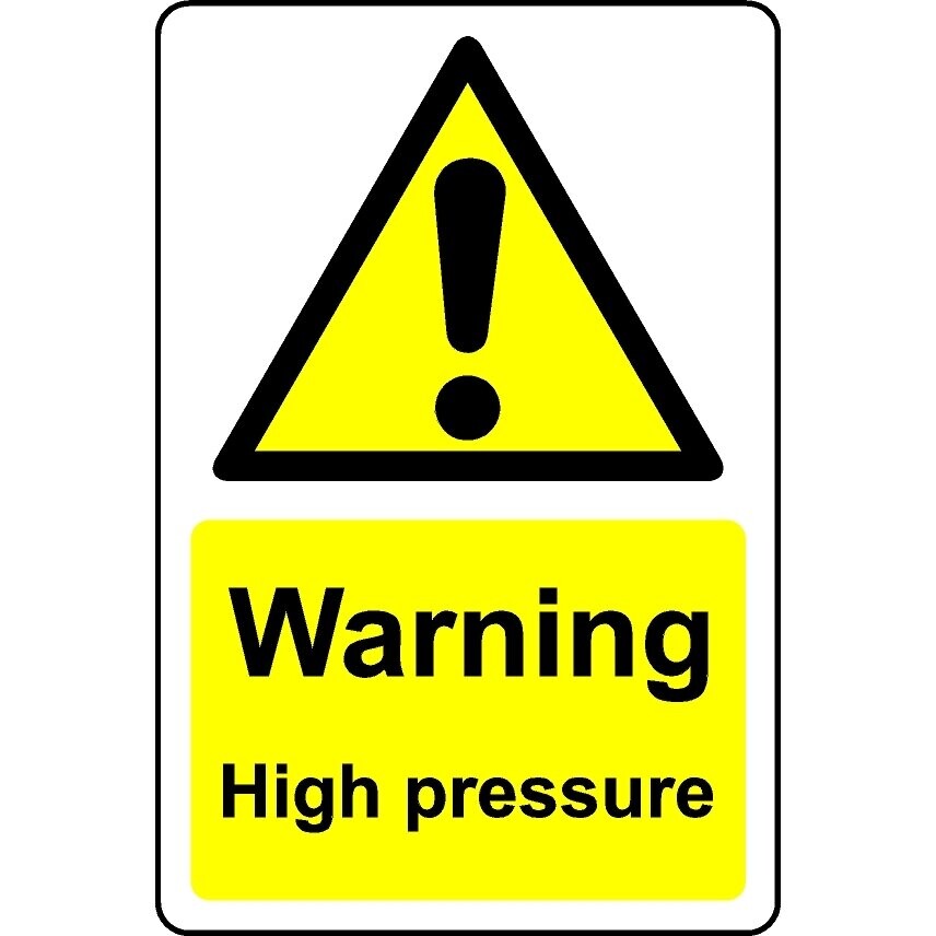 Warning high pressure safety sign - 3mm Aluminium sign - 600mm x 400mm ...