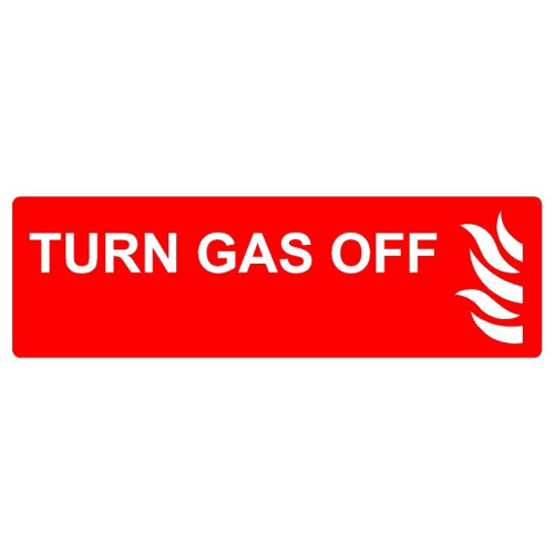 Turn gas off safety sign (L) - 3mm Aluminium sign - 300mm x 100mm on OnBuy