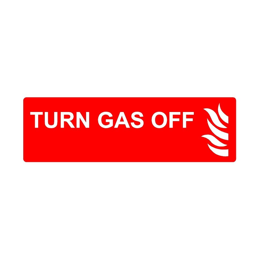 Turn gas off safety sign (L) - 3mm Aluminium sign - 300mm x 100mm on OnBuy