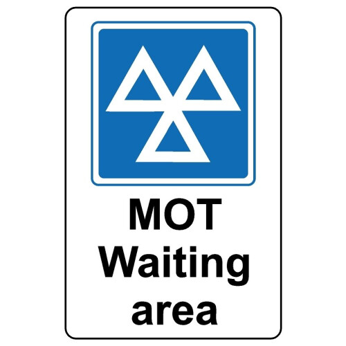 MOT waiting area safety sign - 1mm Plastic sign - 200mm x 150mm on OnBuy
