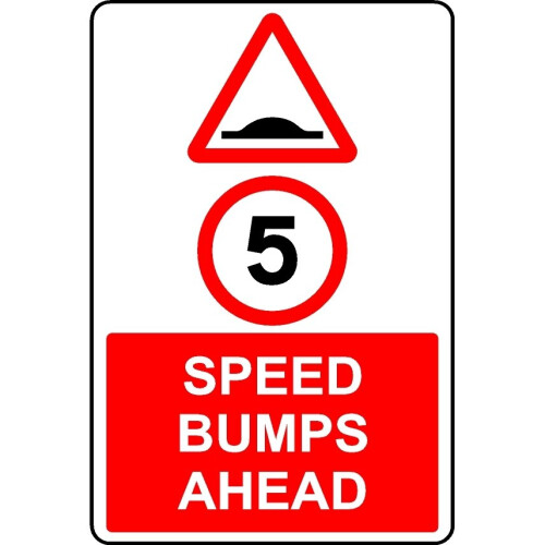 5mph speed bumps ahead safety sign - Self adhesive sticker - 200mm x ...