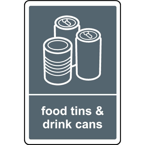 Food tins & drink cans recycling sign - 3mm Aluminium sign - 400mm x ...