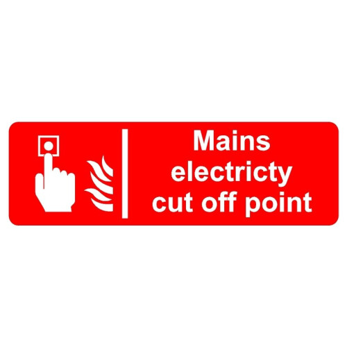 Mains electricity cut off point safety sign (L) - 3mm Aluminium sign ...