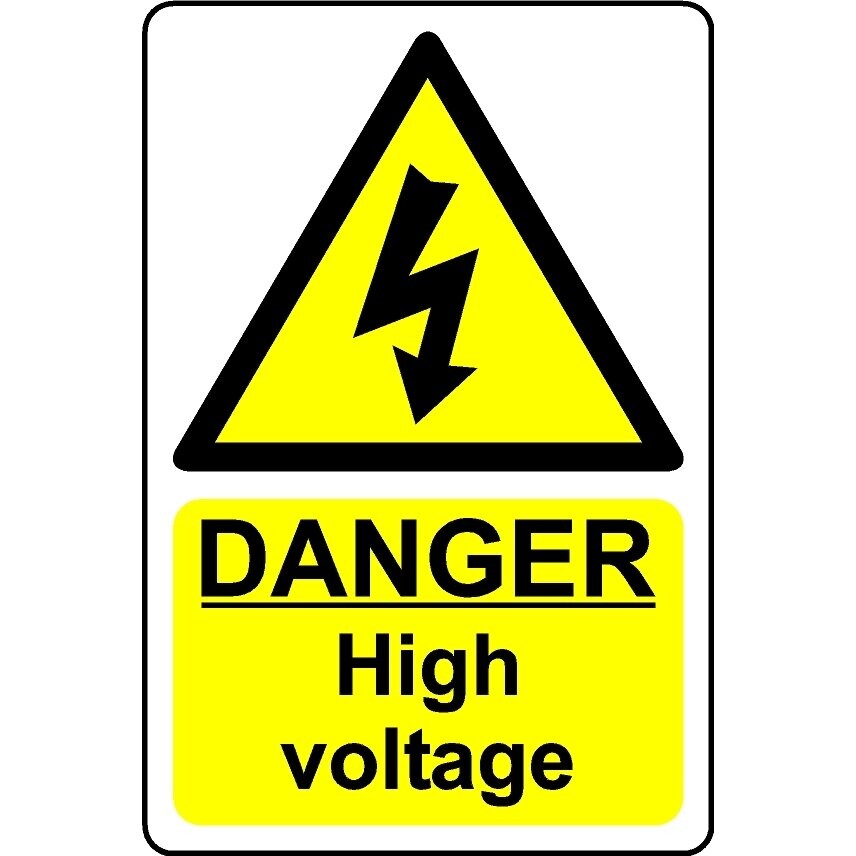 Danger high voltage safety sign - 1mm Plastic sign - 300mm x 200mm on OnBuy