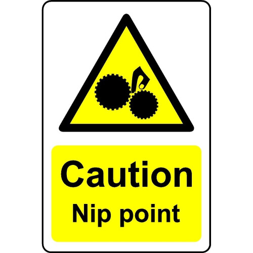 Caution nip point safety sign - 1mm Plastic sign - 400mm x 300mm on OnBuy
