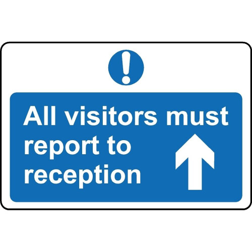All visitors must report to reception up arrow safety sign - 3mm ...