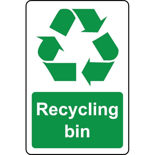 Recycling bin safety sign - 1mm Plastic sign - 600mm x 400mm on OnBuy