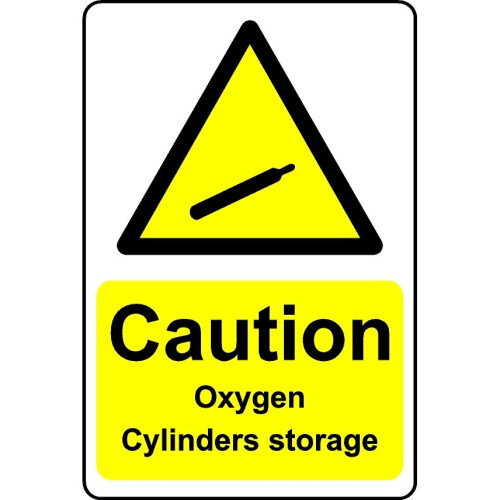 Caution oxygen cylinders storage safety sign - 1mm Plastic sign - 300mm ...