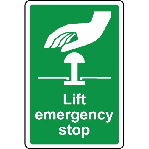 Lift emergency stop safety sign - 1mm Plastic sign - 100mm x 150mm on OnBuy