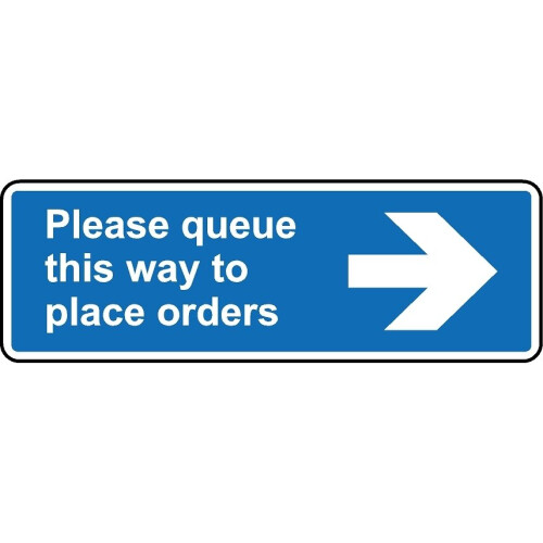 Please queue this way right safety sign (L) - 3mm Aluminium sign - 450m ...