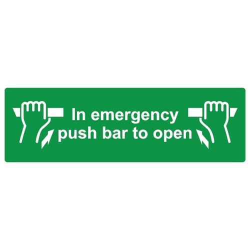 In emergency push bar to open safety sign (L) - 3mm Aluminium sign ...