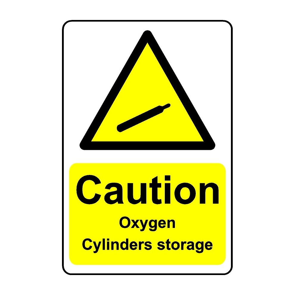 Caution oxygen cylinders storage safety sign - 3mm Aluminium sign ...