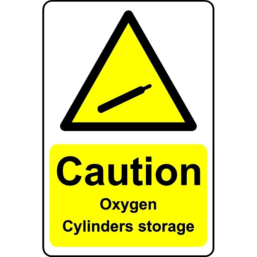 Caution oxygen cylinders storage safety sign - 3mm Aluminium sign ...