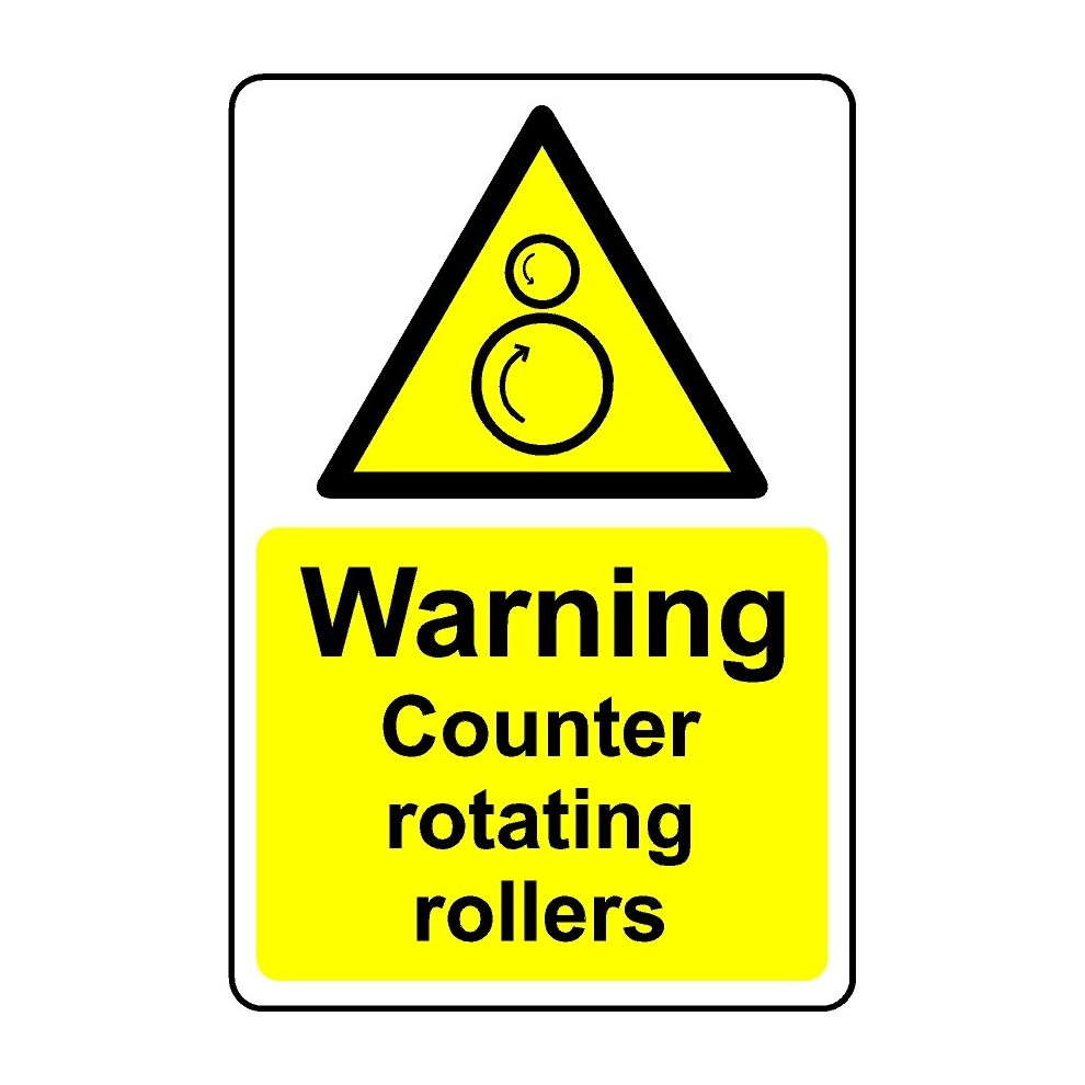 Warning counter rotating rollers safety sign - 1mm Plastic sign - 100mm ...