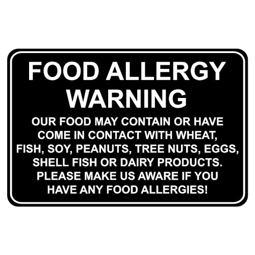 Food allergy warning please make us aware you have allergies safety ...